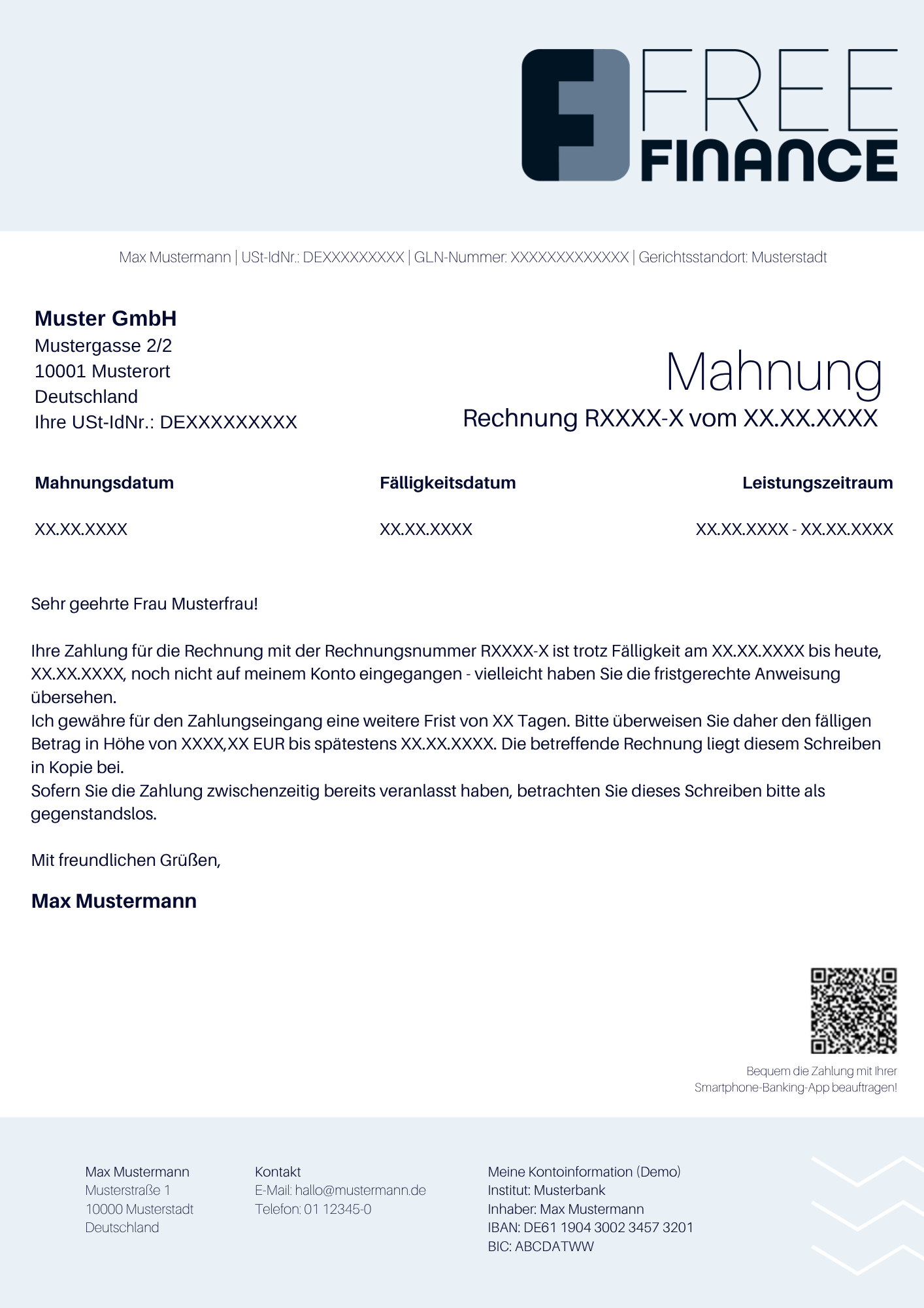 Mahnung schreiben ⇒ mit Vorlage - FreeFinance